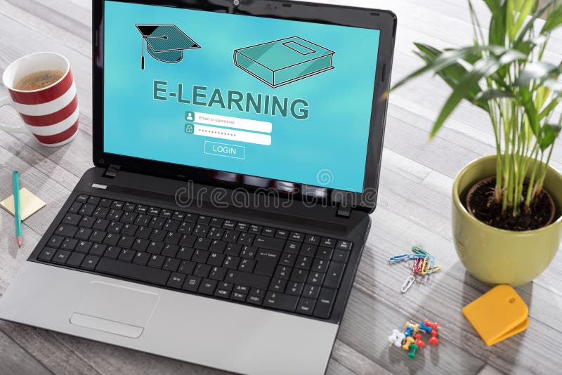 E-learning Concept on a Laptop Stock Photo - Image of university ...