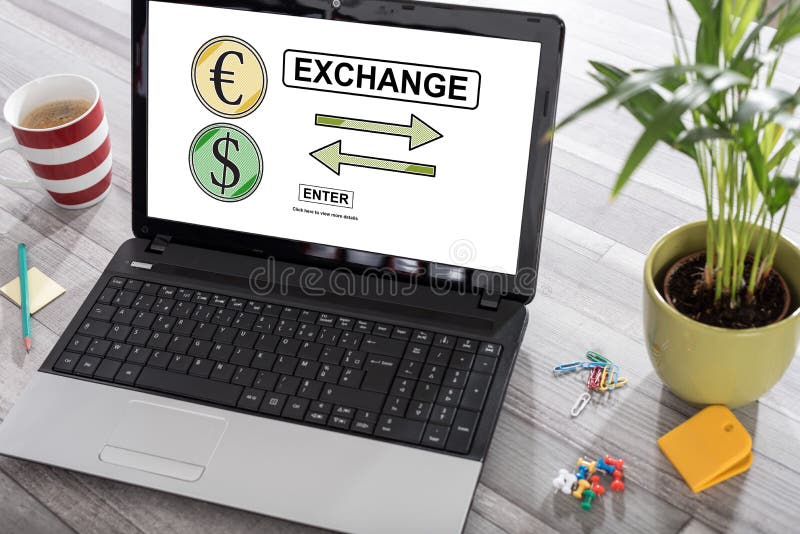 Exchange Concept on a Laptop Stock Image - Image of converter, desk ...