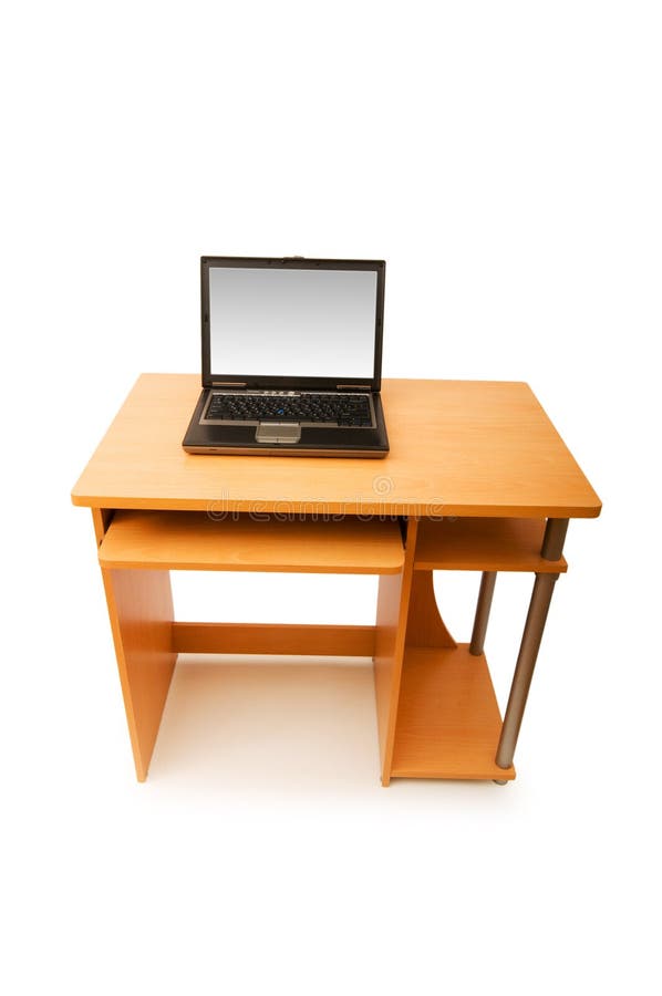 Laptop and desk isolated stock photo. Image of silver - 6171724