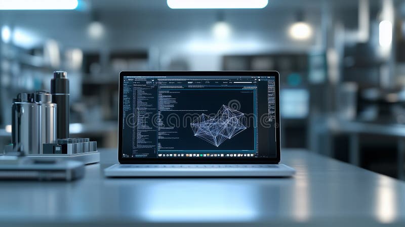 Laptop on a Desk in a Modern Laboratory or Tech Environment Stock ...