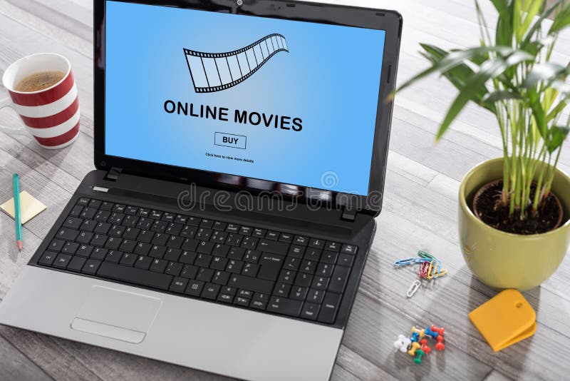 Online Movie Concept on a Laptop Stock Image - Image of application ...