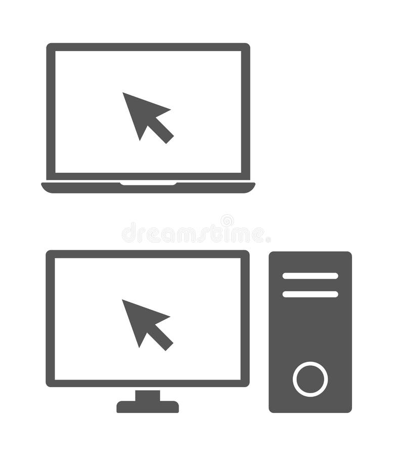 Laptop and Desk Pc Computer with Mouse Pointer Stock Vector ...