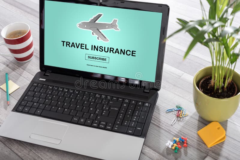 Travel Insurance Concept on a Laptop Stock Photo - Image of sign, risk ...