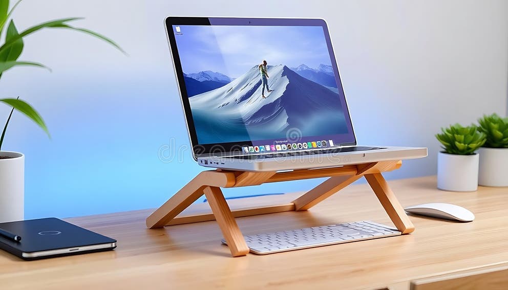 Laptop Desk Workspace Home Office Technology Setup Generative AI Stock ...