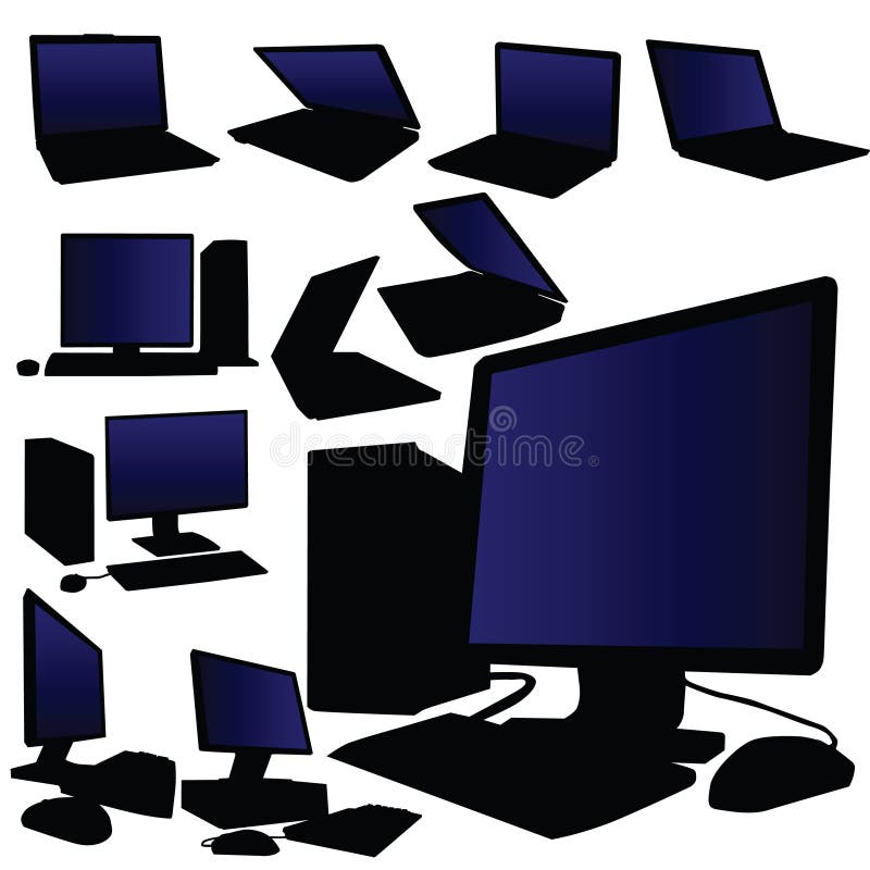 Laptop and Desktop Computer Vector Stock Vector - Illustration of ...