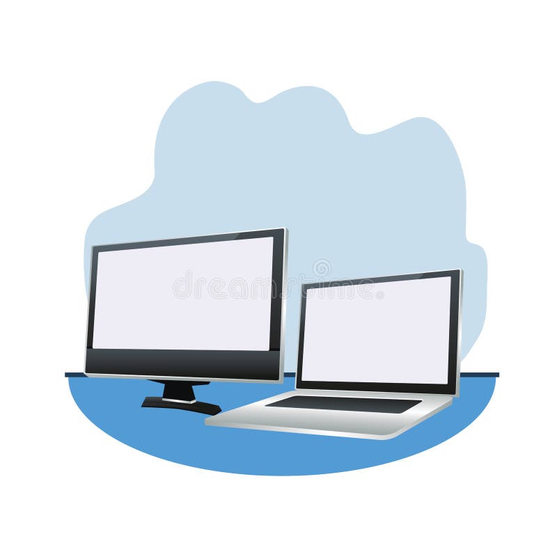 Laptop and Desktop Computers Portables Digital Devices Stock Vector ...