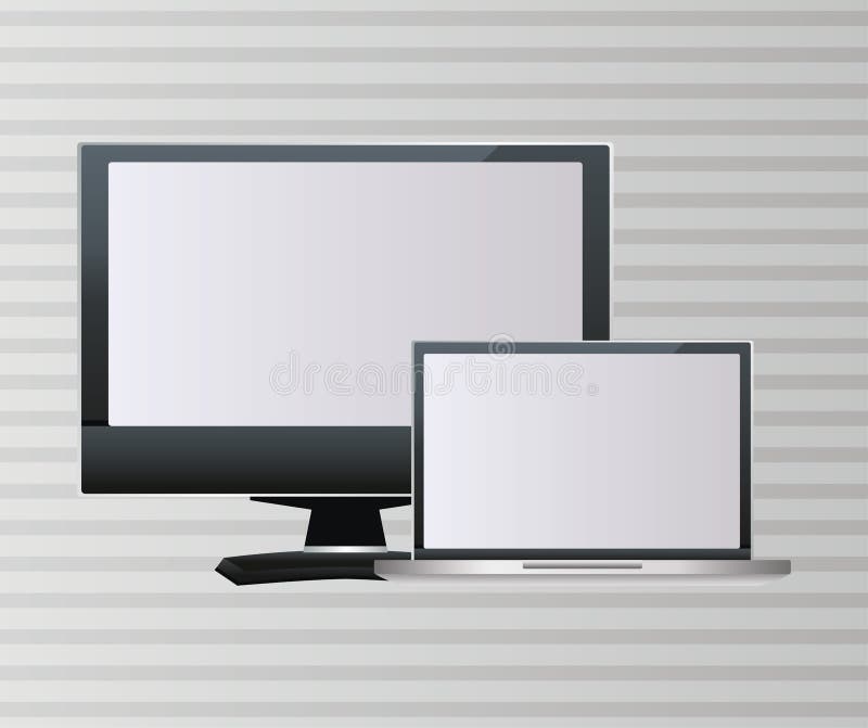 Laptop and Desktop Computers Portables Digital Devices Stock Vector ...