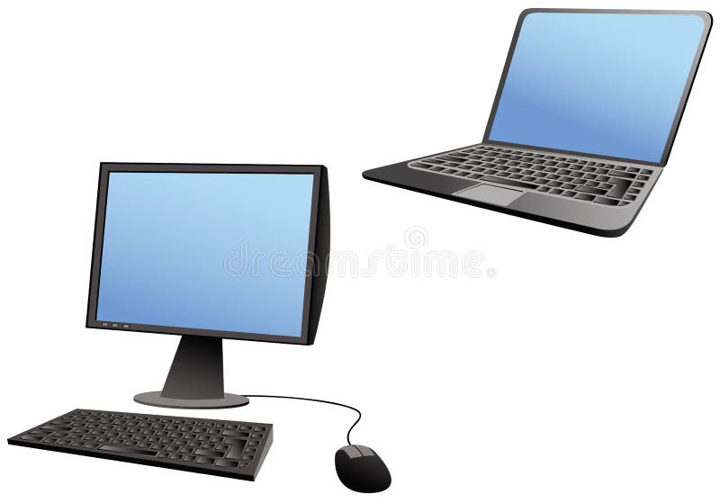 Laptop and Desktop Computers Stock Vector - Illustration of ...