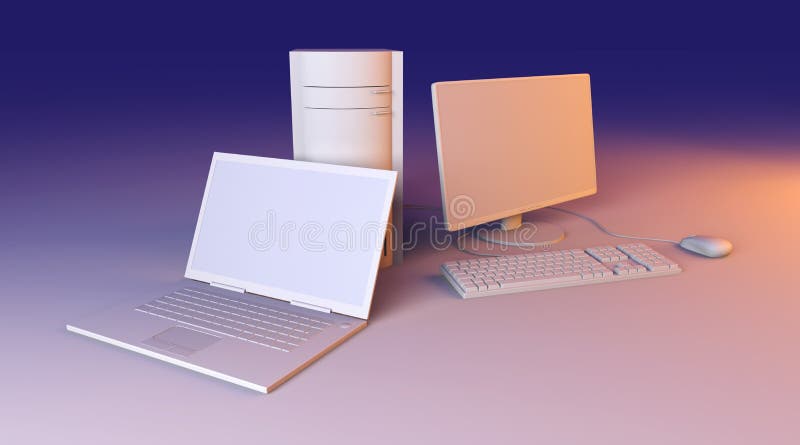 Laptop and Desktop PC stock illustration. Illustration of technology ...