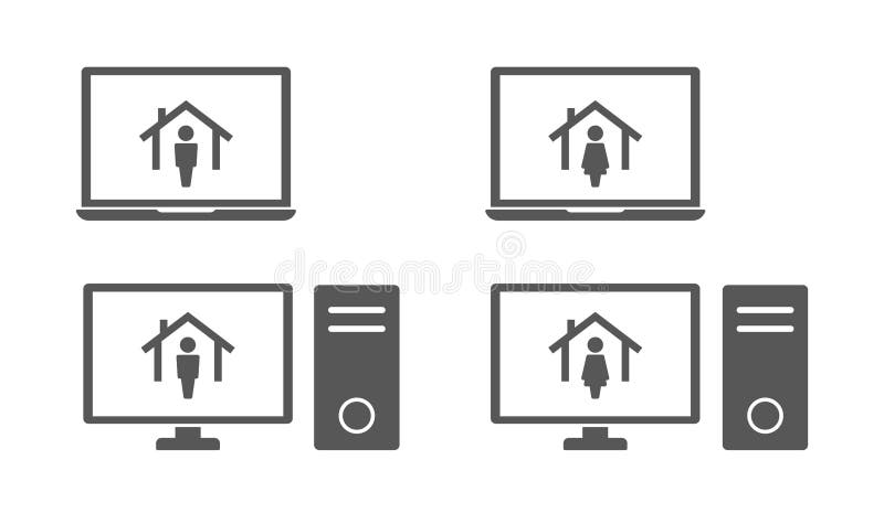 Laptop and Desktop Pc Computer with Man Nad Woman in House Stock Vector ...