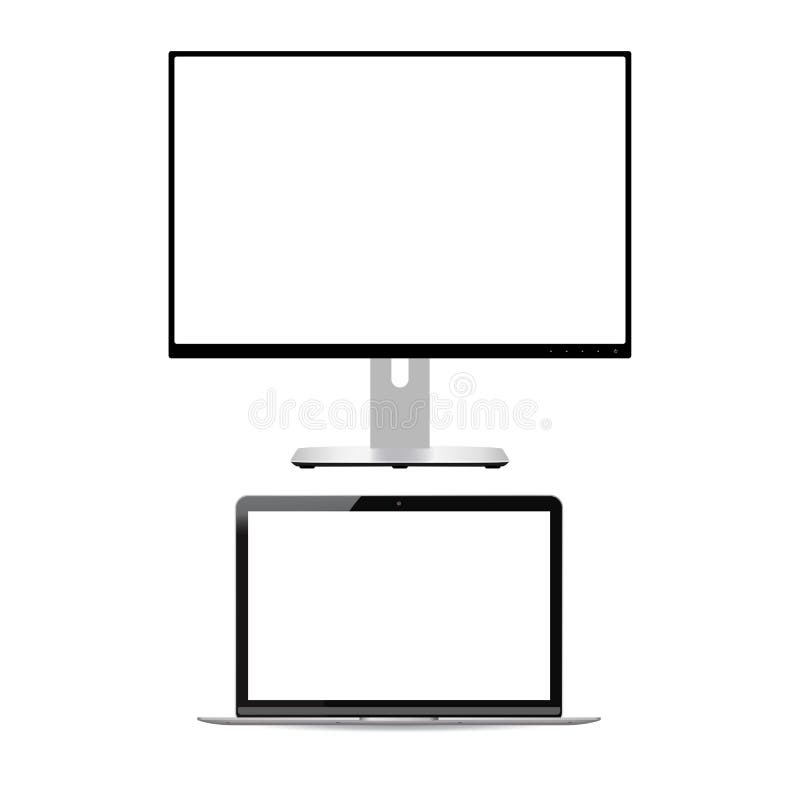 Laptop and Desktop Pc Mockup. Vector Screen Blank Stock Vector ...