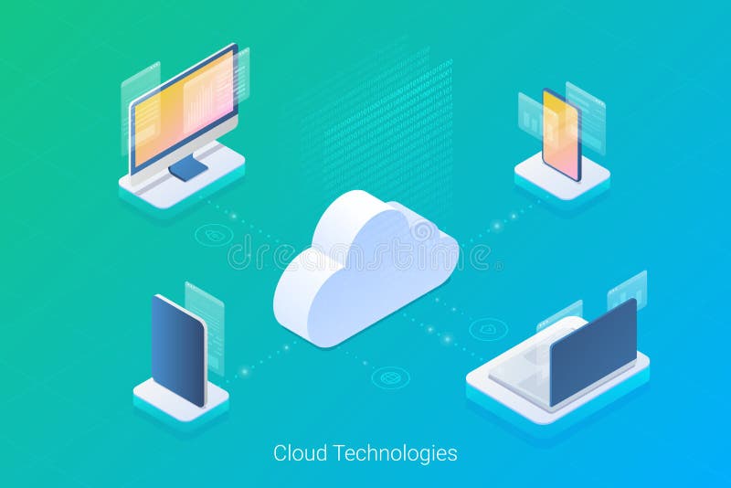 Cloud Computing Upload Concept Flat Line Art Vector Icons Stock Vector - Illustration of ...