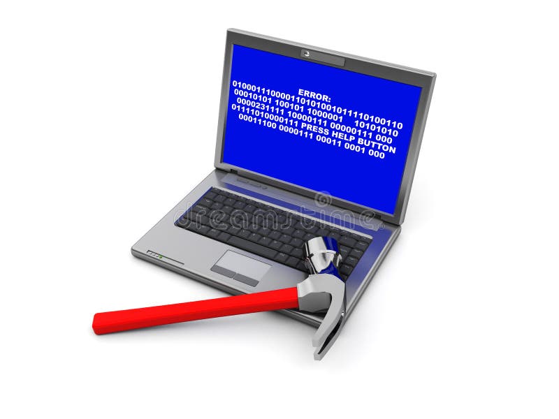 Laptop destruction stock illustration. Illustration of blue - 9750530