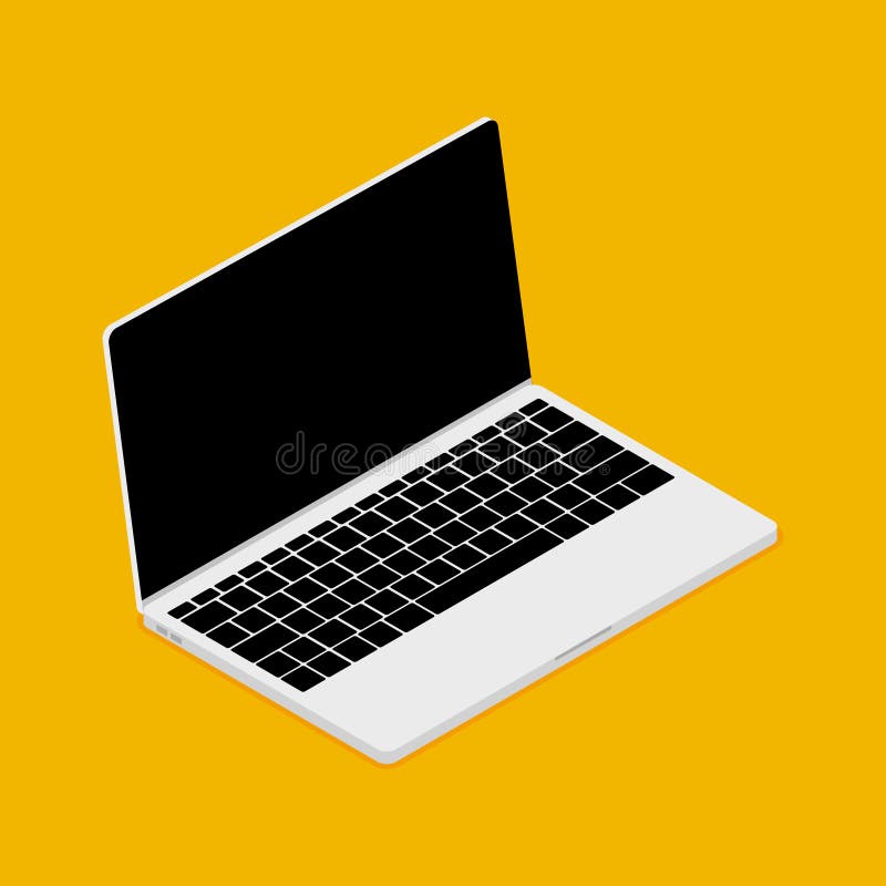 Laptop Device Isometric Mockup Vector 3d. Flat Notebook Perspective ...