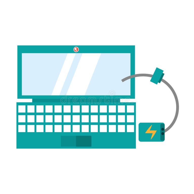 Laptop Device Technology Digital Cable Charger Stock Illustration ...