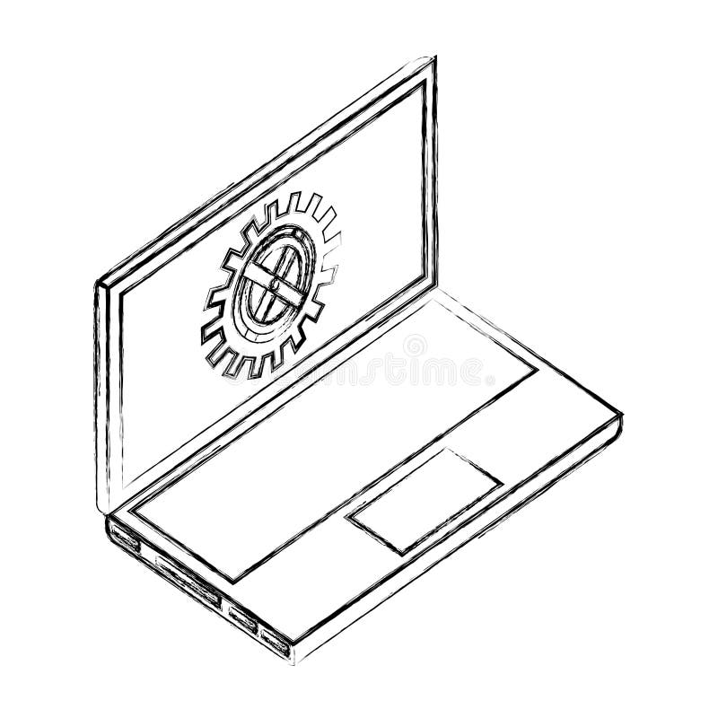 Laptop Device Technology Gear Settings Stock Illustration ...