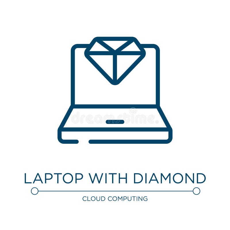 Laptop with Diamond Icon. Linear Vector Illustration from Computer and ...