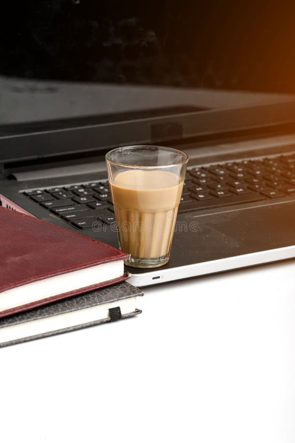 Laptop and Diary with Cup of Tea. Work from Home Concept Stock Photo ...