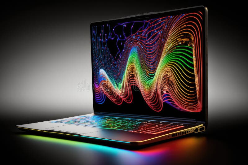 Laptop with Digital Data. Illustration AI Generative Stock Illustration ...