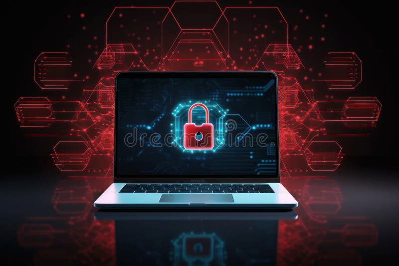 Laptop with Digital Padlock on Screen. Generative AI Stock Photo ...