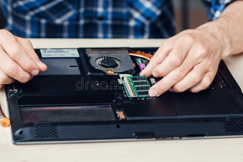 Laptop Disassembling in Repair Shop, Close-up Stock Image - Image of ...