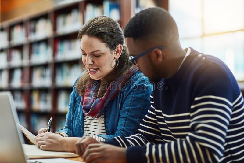 Library, People and Studying with Book, Page and Reading for Exam ...