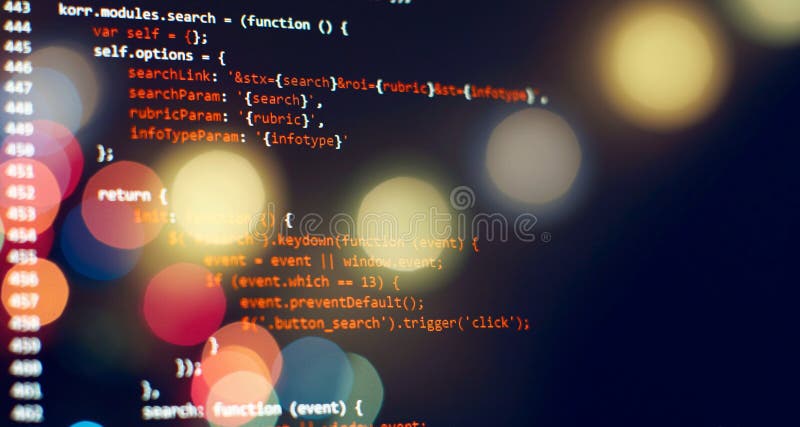 Laptop Display Closeup Photo. Information Technology Website Coding Standards for Web Design ...