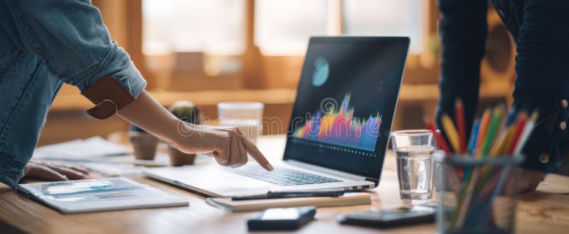 The Laptop Display Showcases Vibrant Data Visualization during a ...