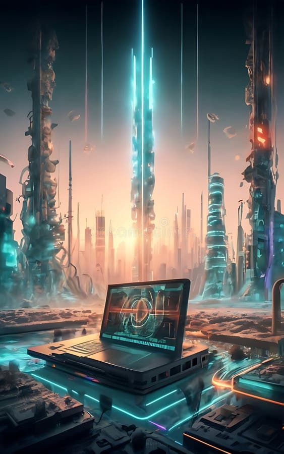 A Laptop with a Display of the Word Power on the Bottom Stock ...