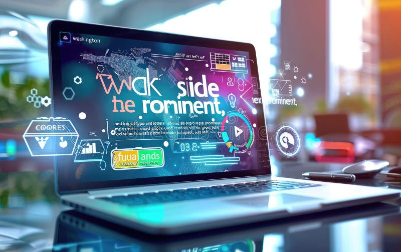 A Laptop Displaying Angel Wings is Placed on a Table Stock Photo ...