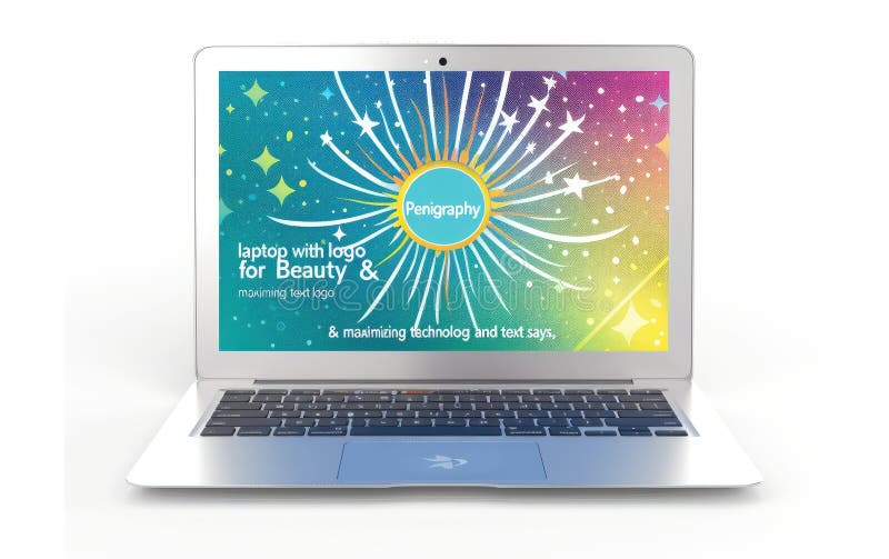 A Laptop Displaying Angel Wings is Placed on a Table Stock Image ...