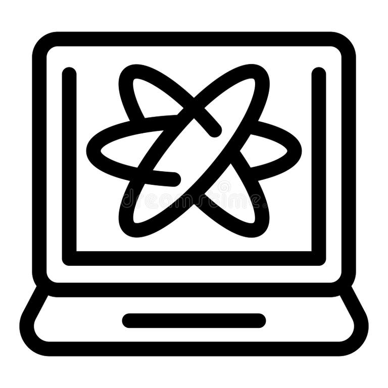 Laptop Displaying Atom Icon for Nuclear Physics Research Stock Vector ...