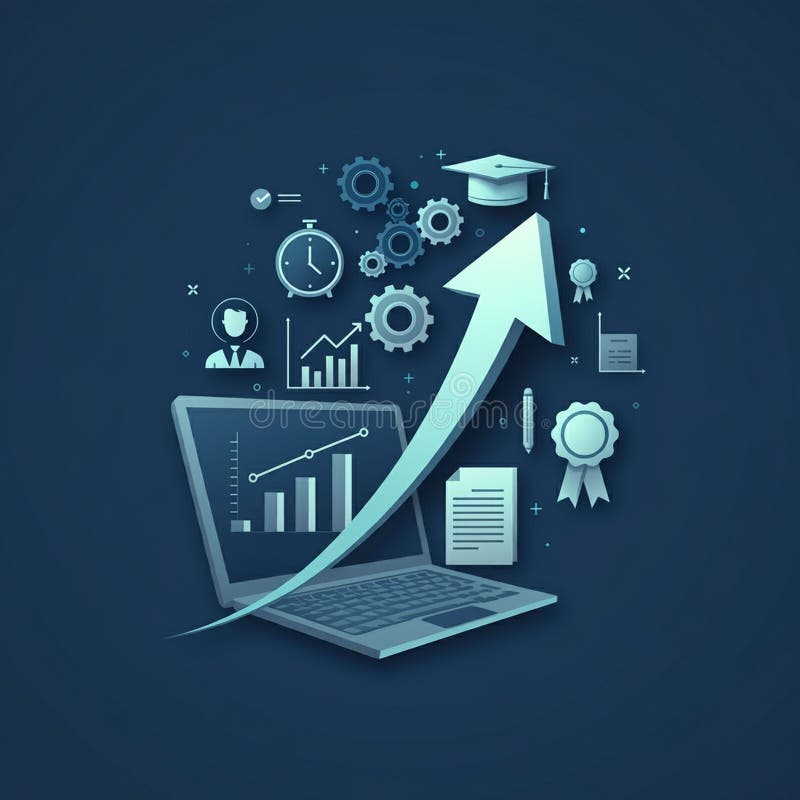 Laptop Displaying Bar and Line Graphs, Symbolizing Progress and Data Analysis. Stock ...