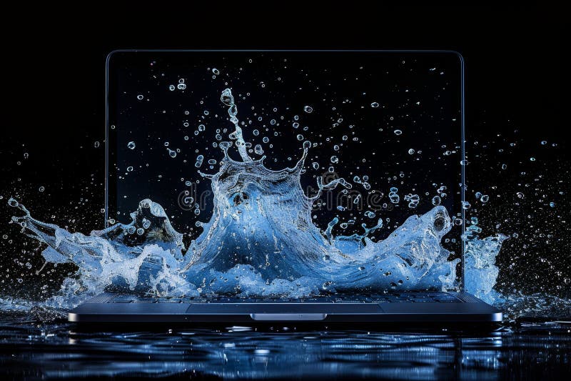 Laptop Displaying a Captivating Water Splash Effect on the Screen for a ...