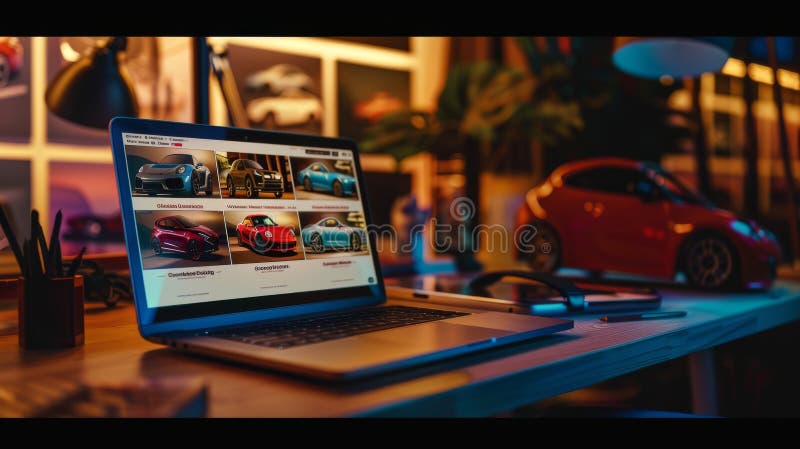 Laptop Displaying Car Customization Options in a Vibrant, Stylish ...