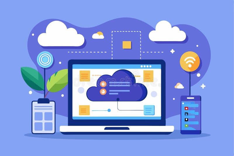 A Laptop Displaying Cloud Service Information Alongside a Smartphone ...