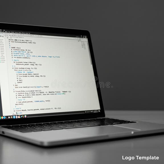 A Laptop Displaying a Code Editor with Visible Lines of Code, Consisting of Syntax and Stock ...