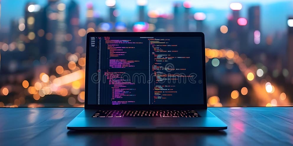 Laptop Displaying Coding Language Syntax on the Screen for Software ...