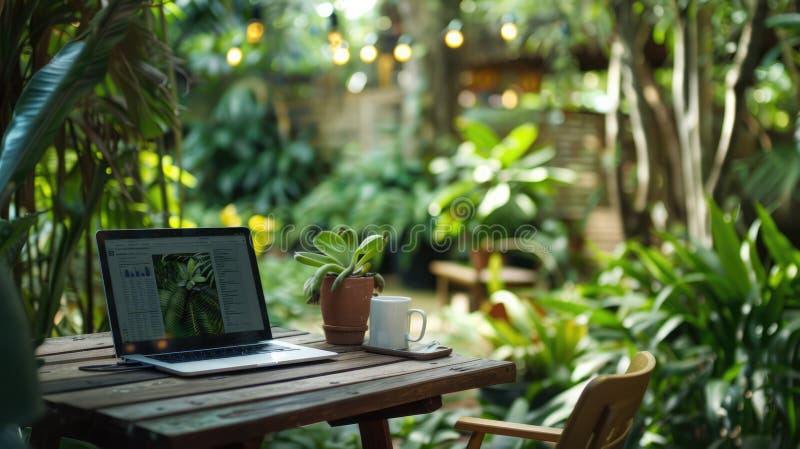 Laptop Displaying Consumer Insights in a Serene Outdoor Setting ...