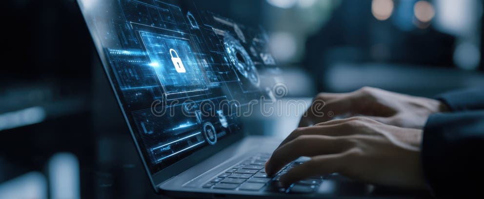 The Laptop Displaying Cybersecurity Features with a Focus on User ...