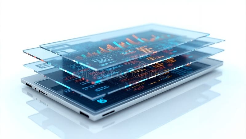 Laptop Displaying Data Overlays for Analytics and Technology Concepts ...