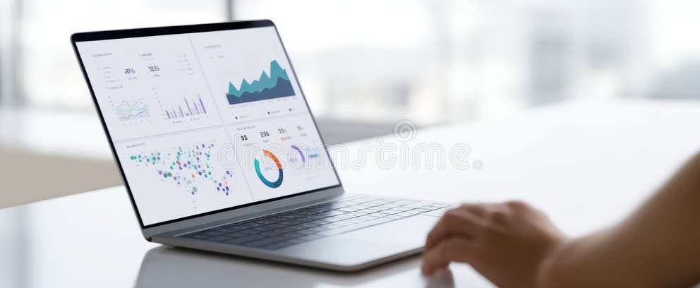 The Laptop Displaying Detailed Data Analytics and Interactive Charts in ...