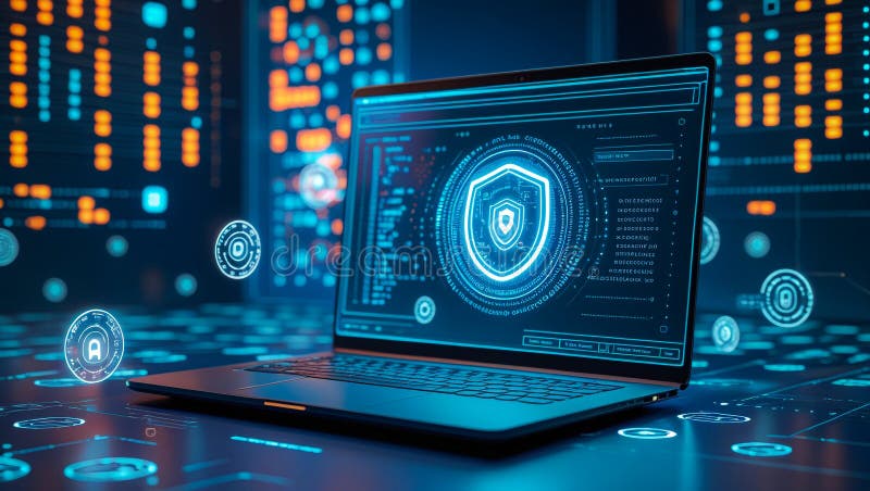 AI Generated Futuristic Cyber Security Concept with Holographic AI ...