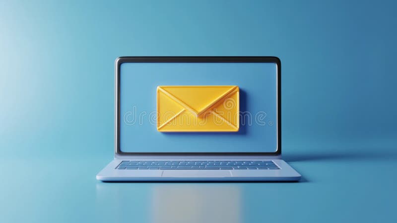 Laptop Displaying Email Icon Digital Communication Online Messaging New ...