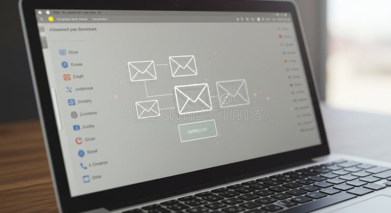 Laptop Displaying Email Network Closeup of a Laptop Screen Showing a ...