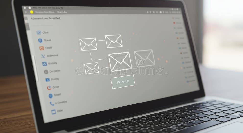 Laptop Displaying Email Network Closeup of a Laptop Screen Showing a ...