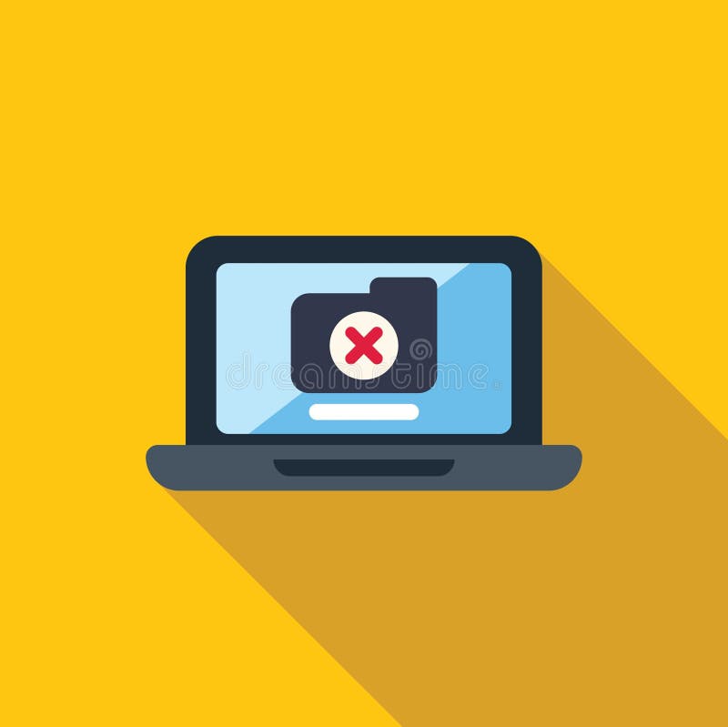 Laptop Displaying Folder with Delete Icon Representing Data Loss ...