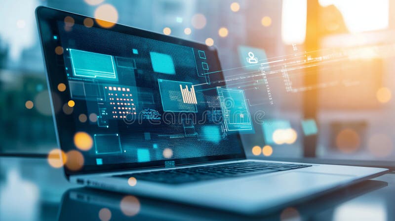 Laptop is Displaying Futuristic Software with Augmented Reality ...