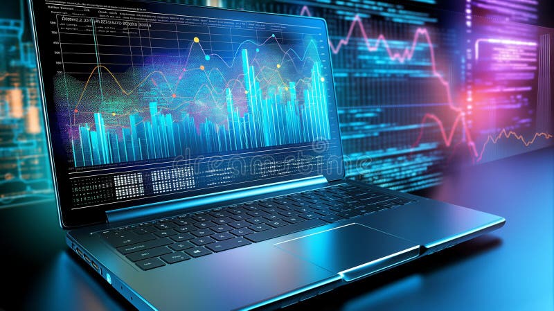 Laptop Displaying Graph with Touchpad and Keyboard As Input Devices ...