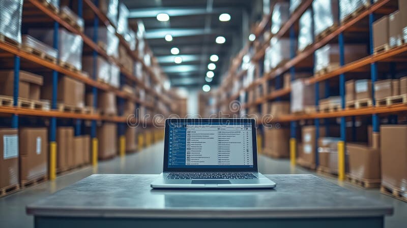 Laptop Displaying Inventory Management Software Sits on Desk in ...